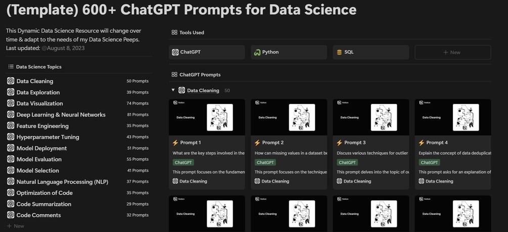 600+ ChatGPT Prompts for Data Science