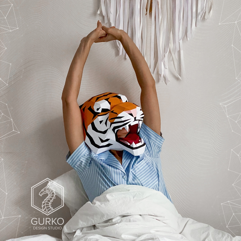 Angry Tiger Mask Papercraft Template, Pdf Pattern, Gurko, Pepakura ...