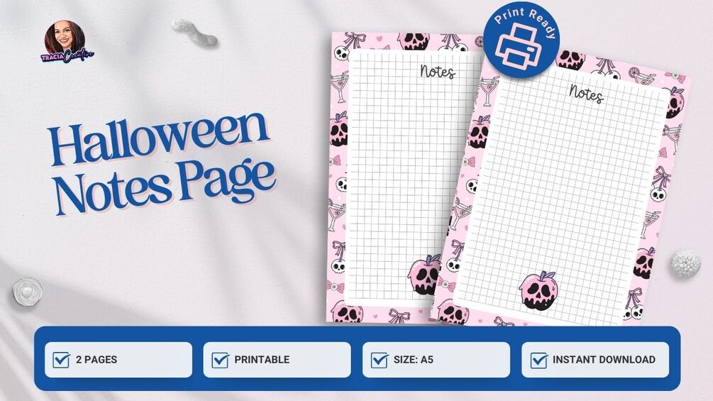 Halloween Notes Page - Digital Download, Printable PDF