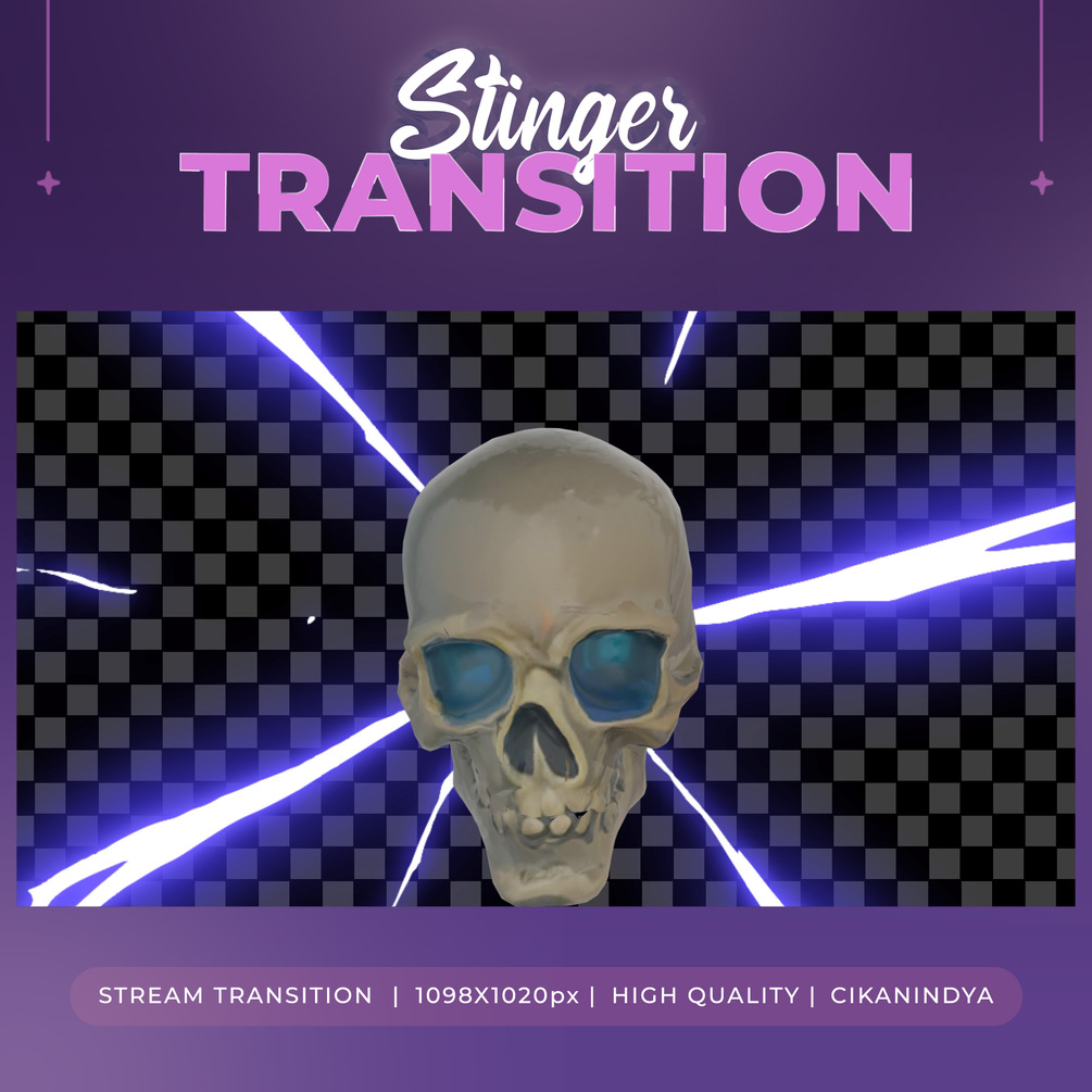 Animated Stinger Transition Blue-Eyed Skull | Lightning Strike Overlay ...