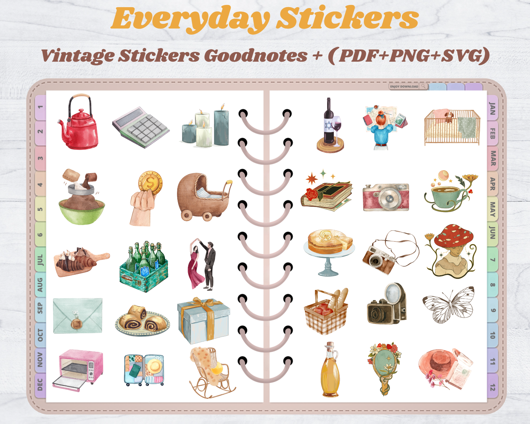 Everyday Life Digital Stickers, Daily Planner Stickers, iPad Stickers ...