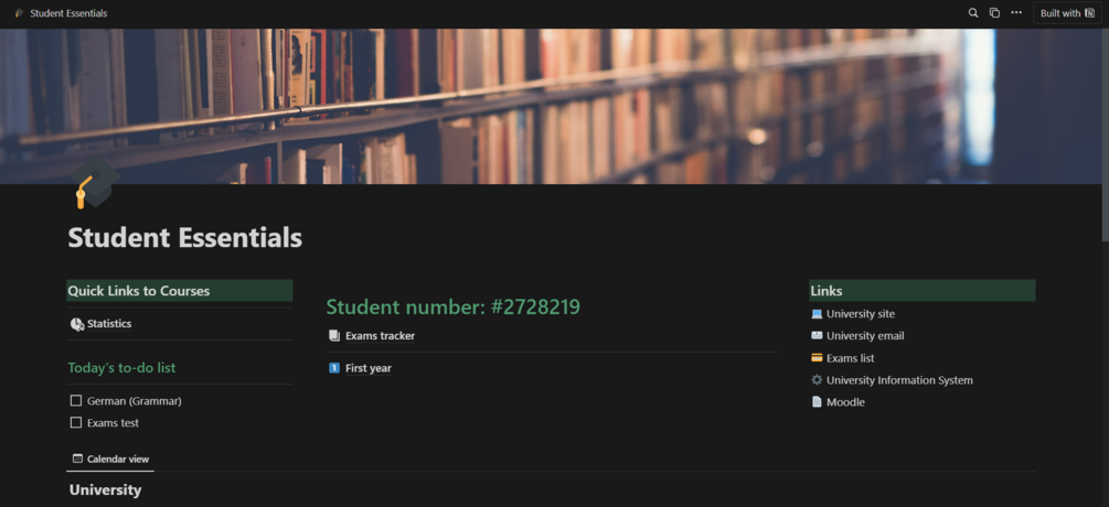 Student Essentials Template