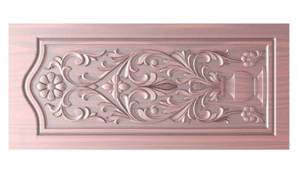 CNC Door ArtCAM Design: Floral Vase Intricate Carving