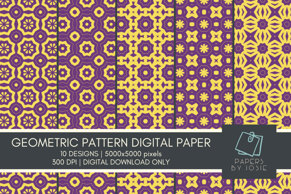 Yellow and Purple Geometric Pattern Digital Paper