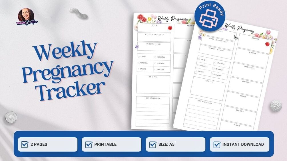 Weekly Pregnancy Tracker - Digital Download, Printable PDF