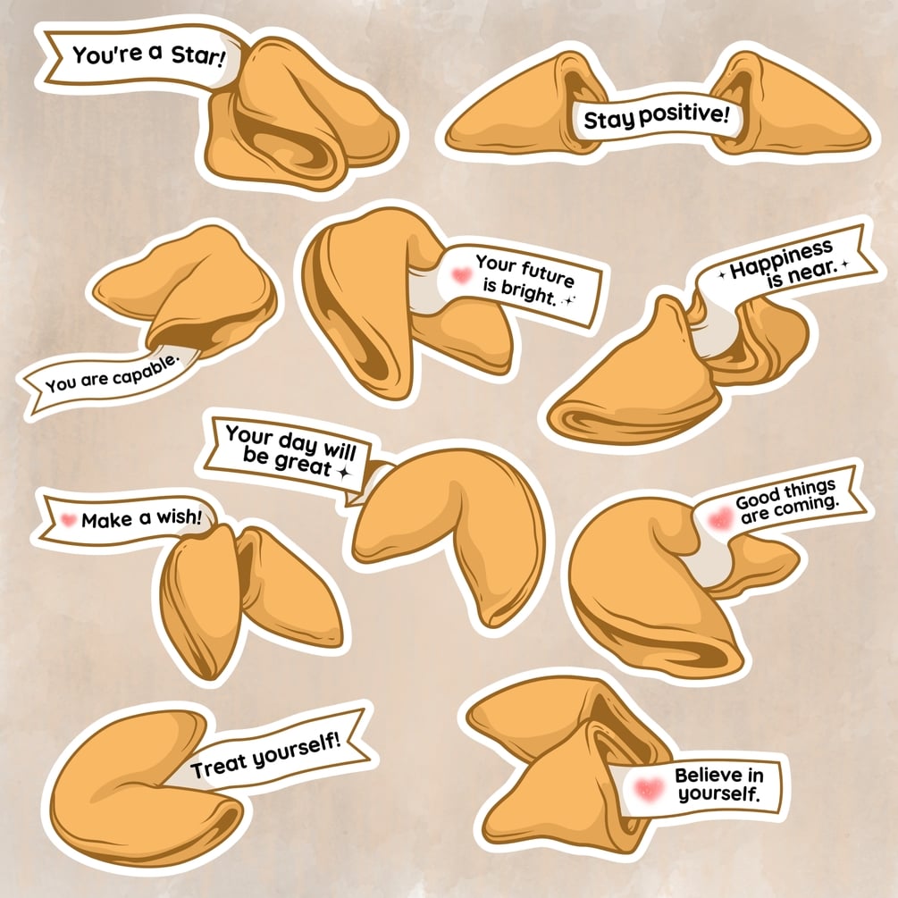 Fortune Cookie Positive Quote Sticker Pack
