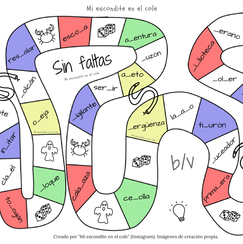 "Sin faltas": ortografía - b/v, gü/gu, c/z y r/rr (4 tableros)
