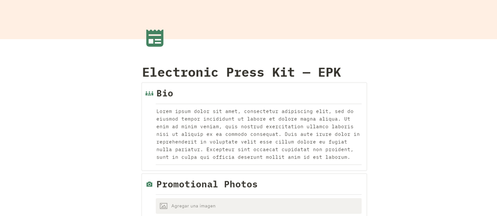 Electronic Press Kit: EPK for Musicians - Notion Template