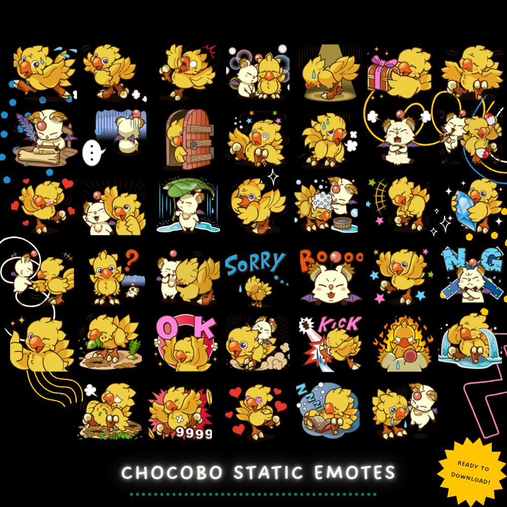Chocobo Static Emotes for Twitch, Youtube, Kick, Discord