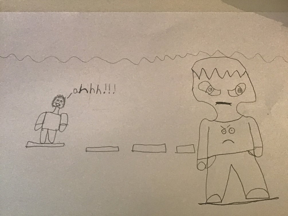 tiny guy vs big guy drawing