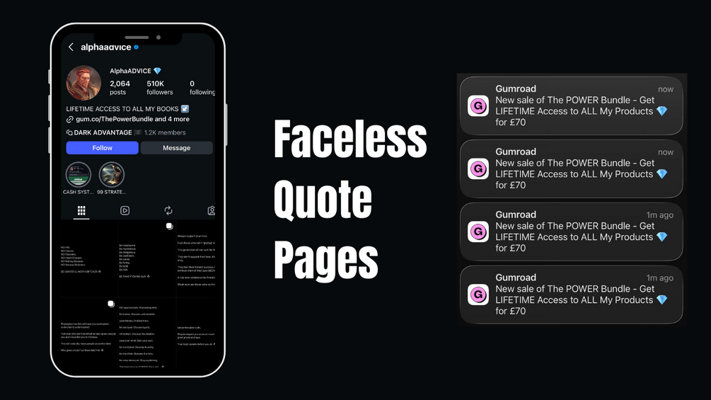 Faceless Quote Pages → $10K/Month 💎
