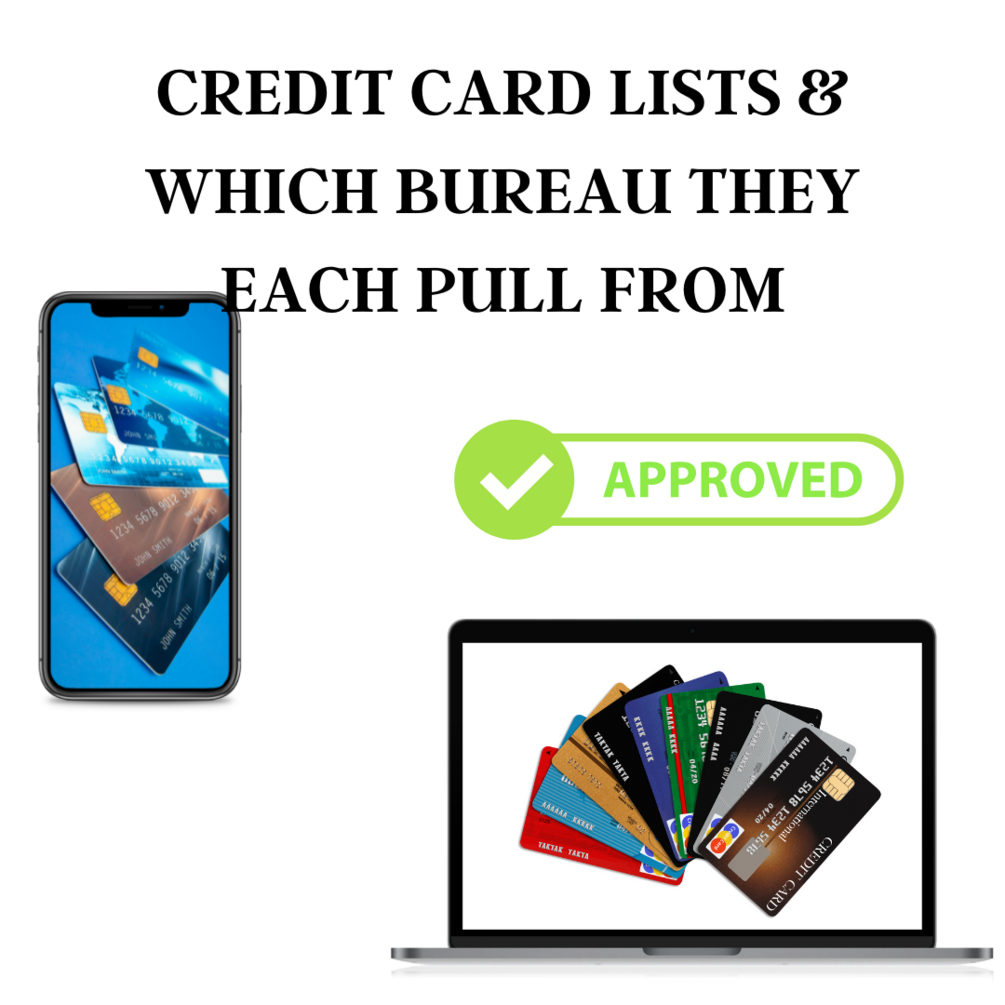 Credit Card Lists & Which Bureau they each pull from