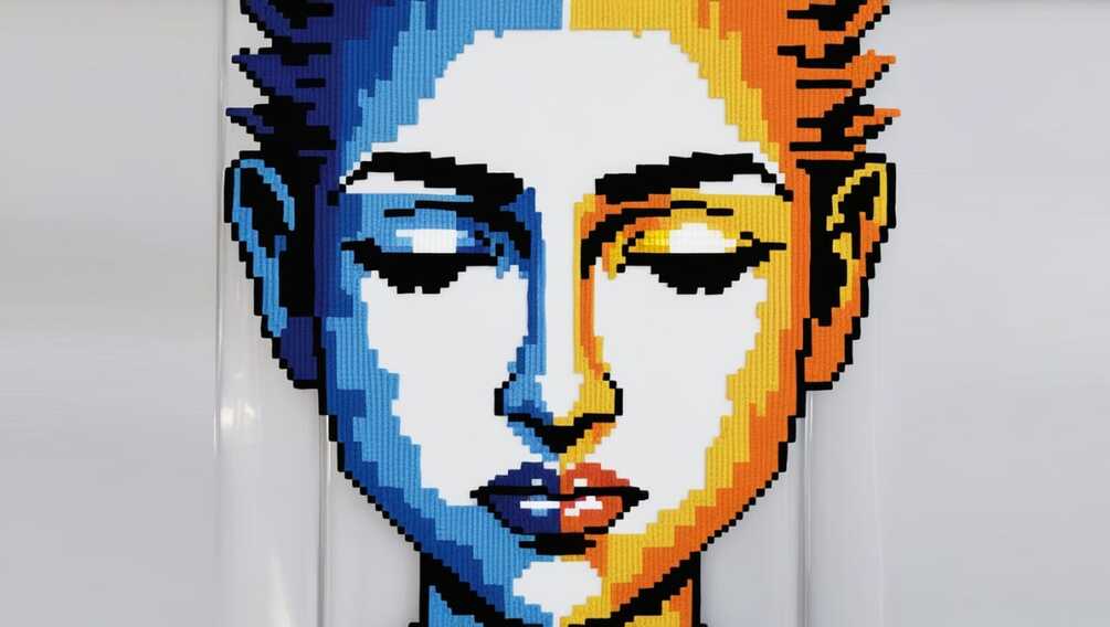 Duality of Colors: Pixel Art Portrait