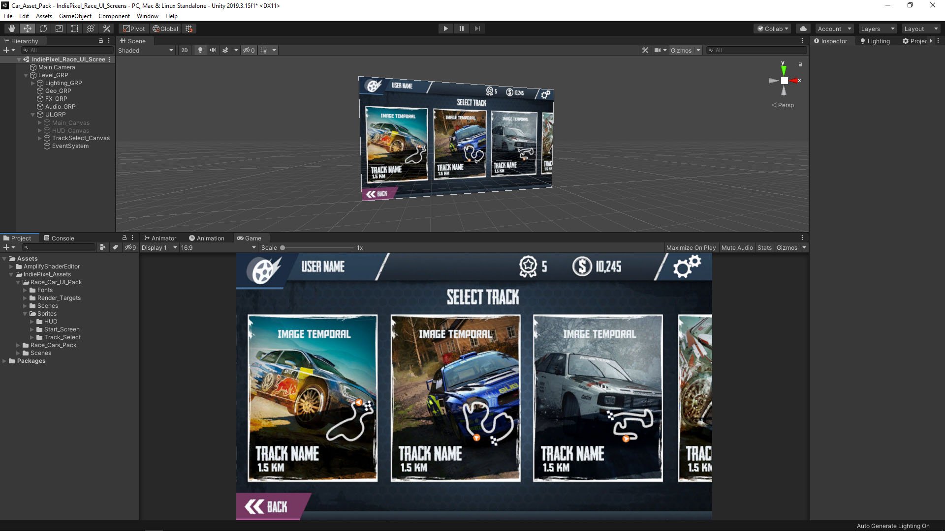 Race Car Game - UI Pack