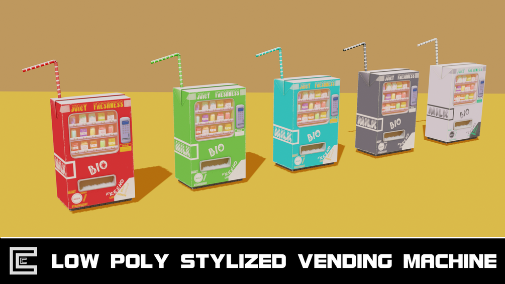 Low poly stylized vending machine
