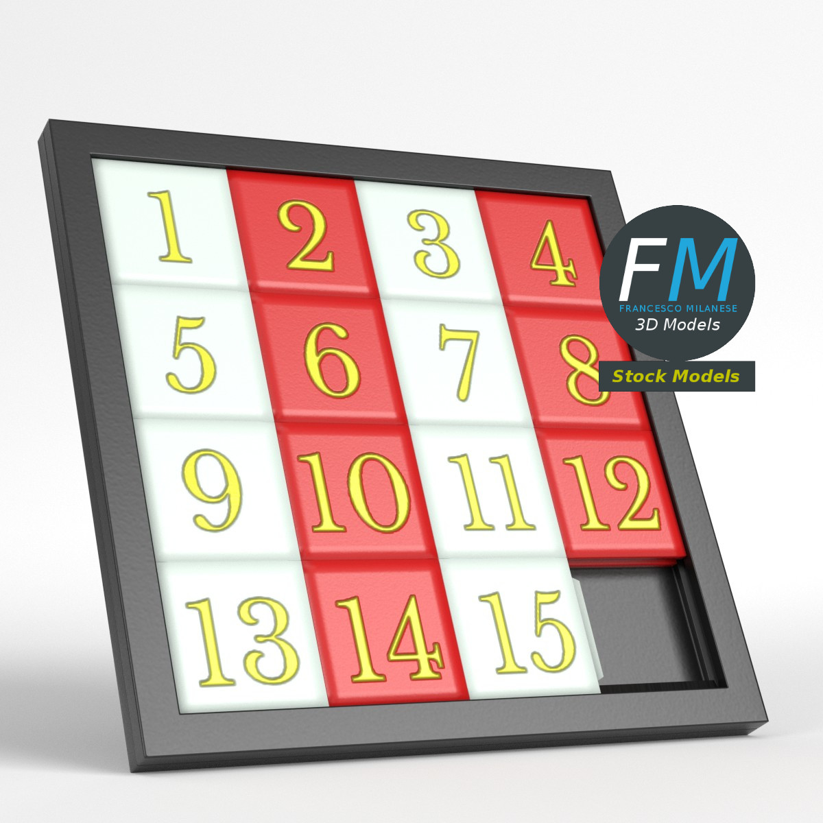 3D MODEL - Game of fifteen 15 puzzle