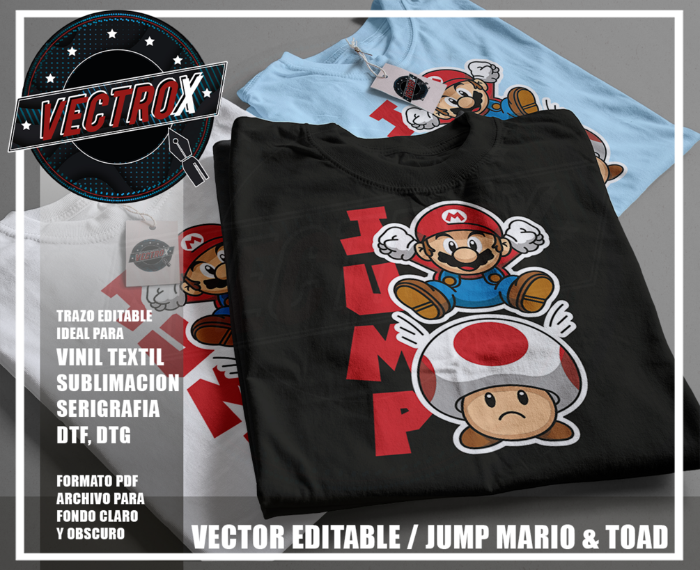 Vector Editable - Jump Mario & Toad