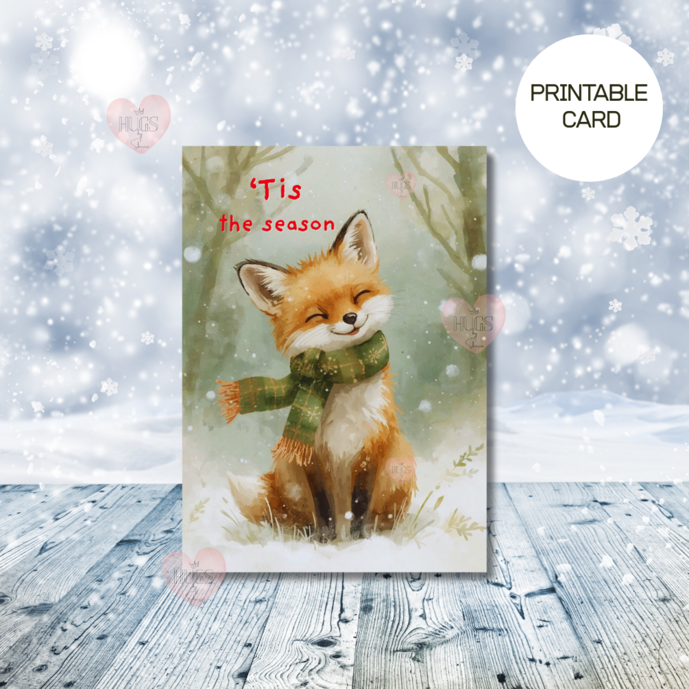 Festive Woodland Fox Holiday Card | 5 x7 Printable