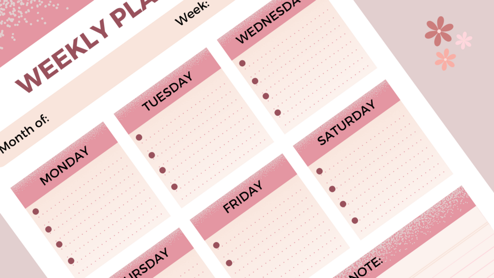 White and Pink Stripes Weekly Planner