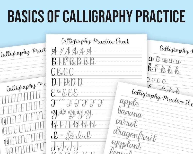 Basics of Calligraphy Practice Sheet Templates