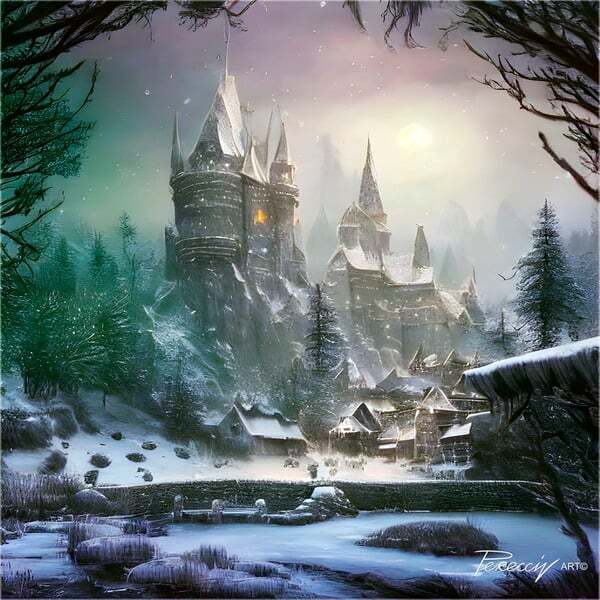 Magic Journeys: Castle in Narnia at winter night