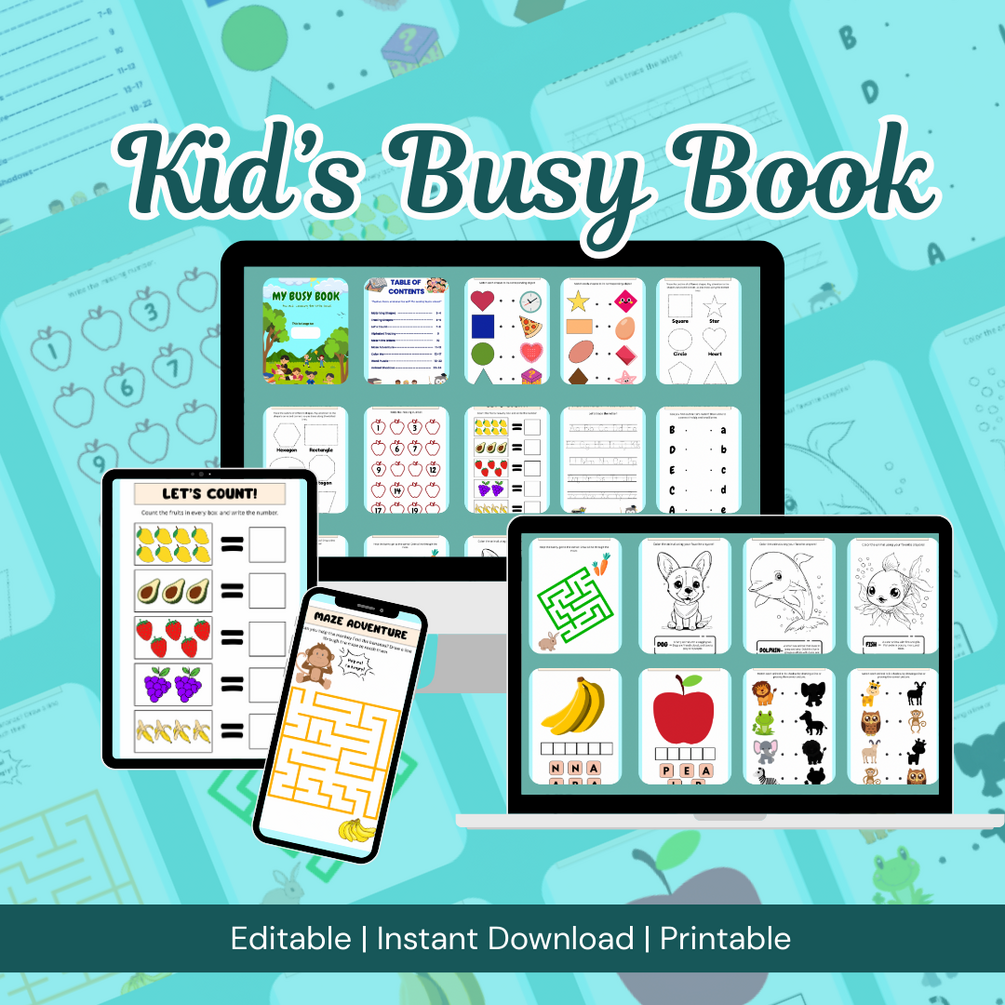 Kid's Busy Book | Editable, Printable & Customizable | PLR