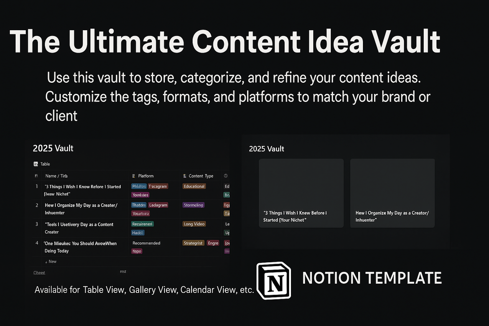 The Ultimate Content Idea Vault – For Creators & Social Media Managers