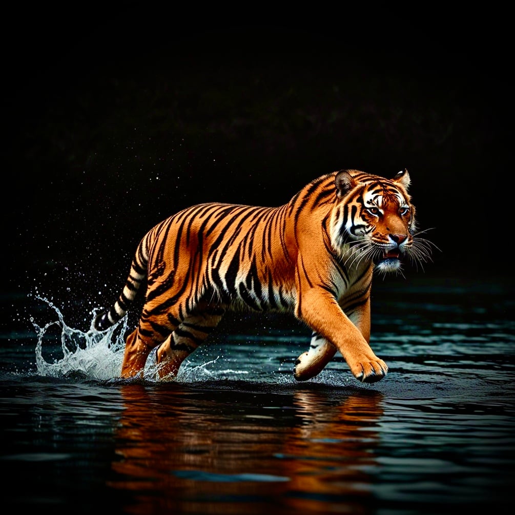 Illustration of bravery by portraying a tiger. Symbol of anger and strength