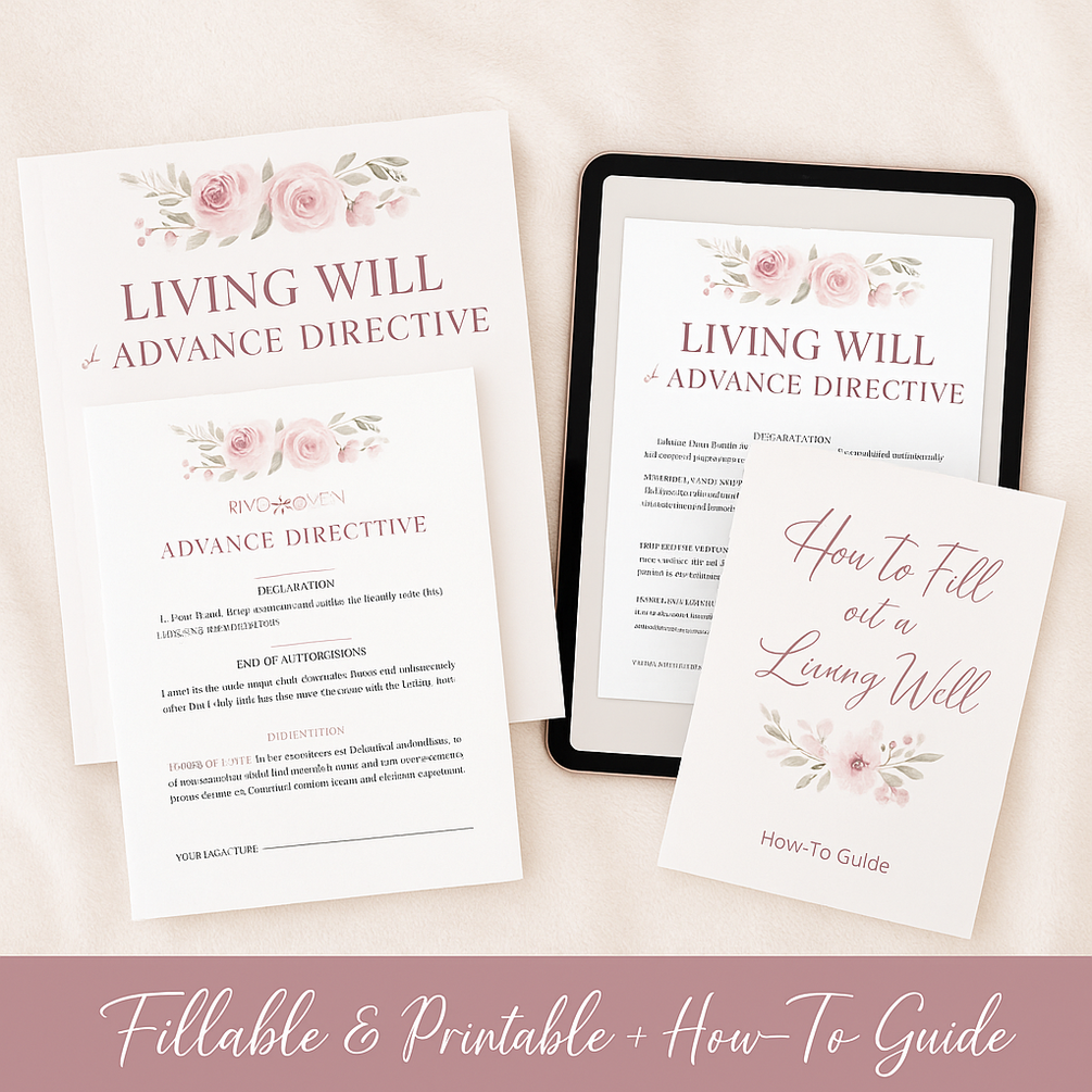 🌸 Living Will / Advance Directive Template Bundle | Printable ...
