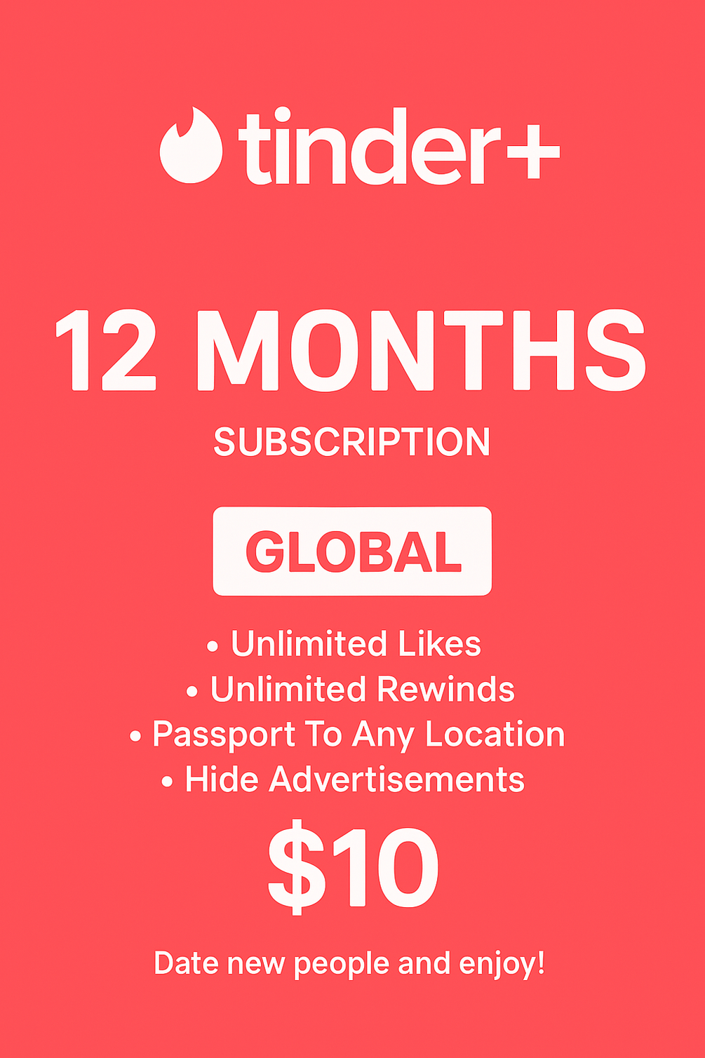 Get Tinder+ for 12 months – only $10!