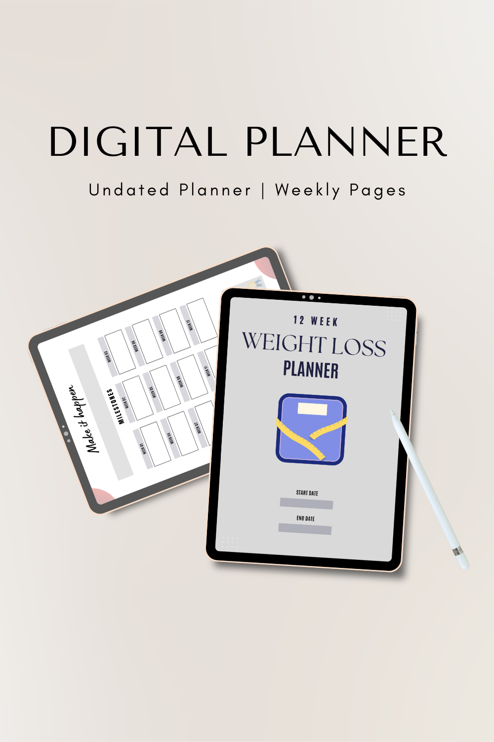 12 Week weightloss Digital Planner | Digital fitness journal for ipads ...
