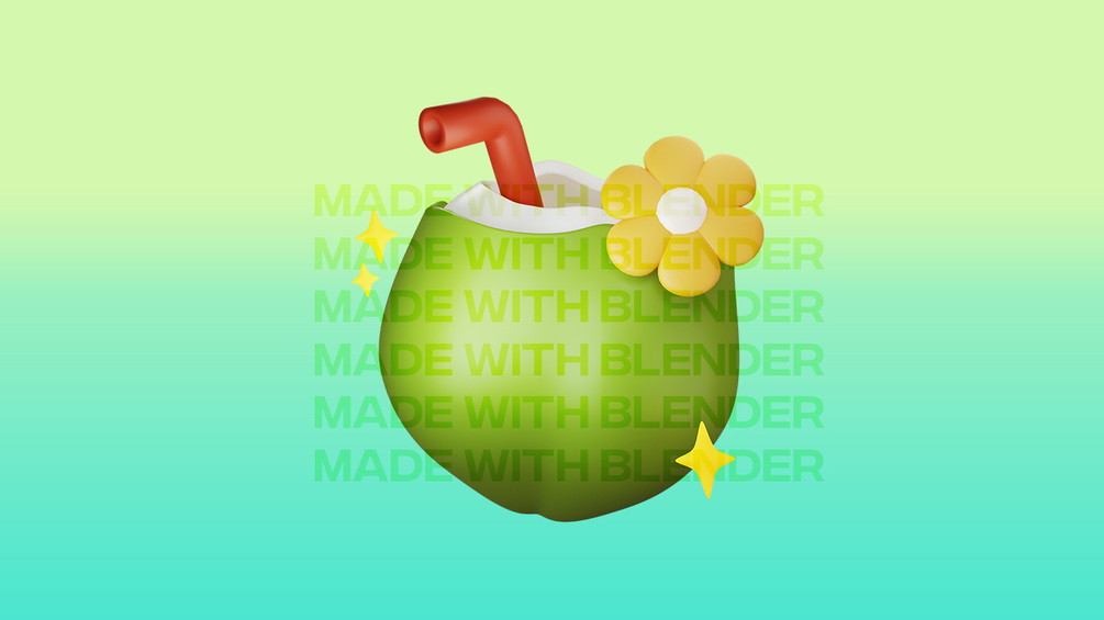 3D Blender Low-poly Coconut Model