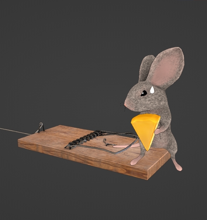 Funny Mouse character lowpoly rigged
