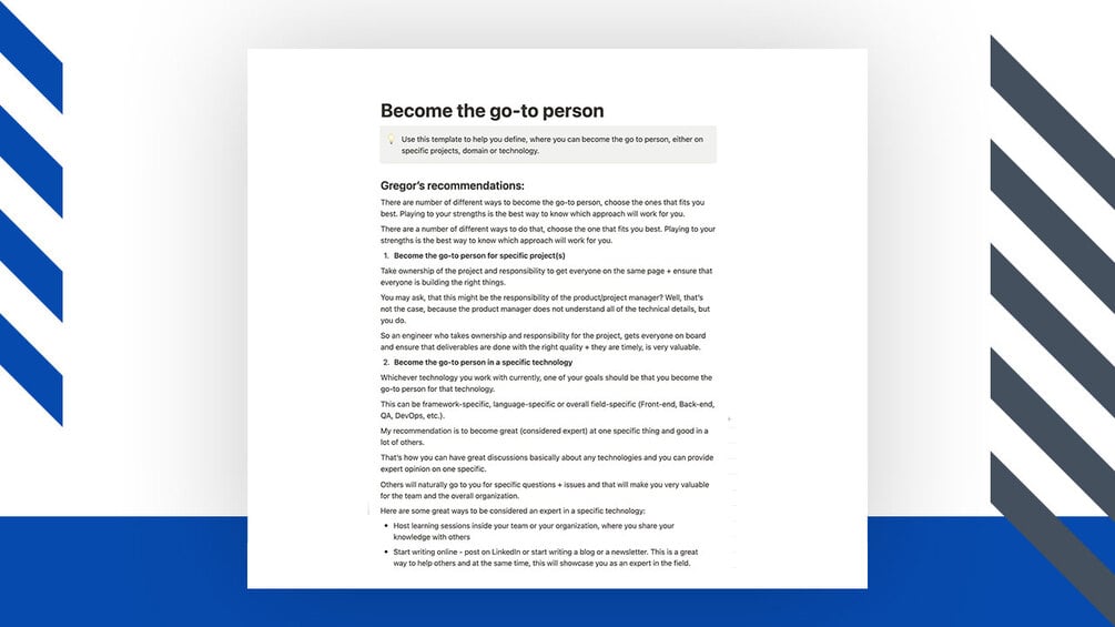 Notion Template: Become the go-to person