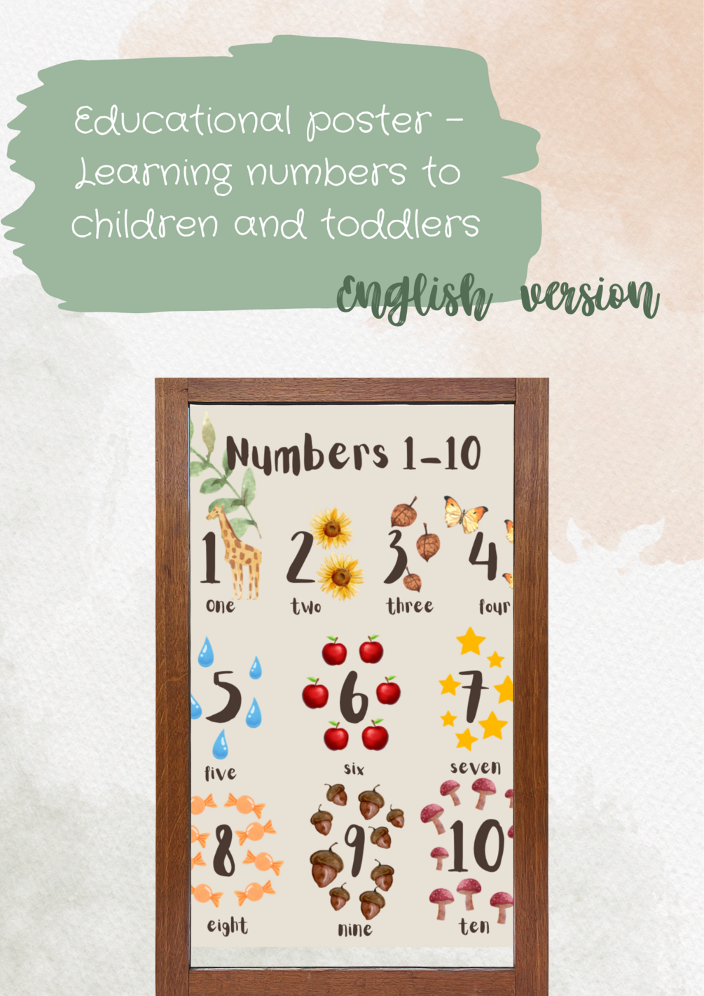 Educational poster - Learning numbers to children and toddlers