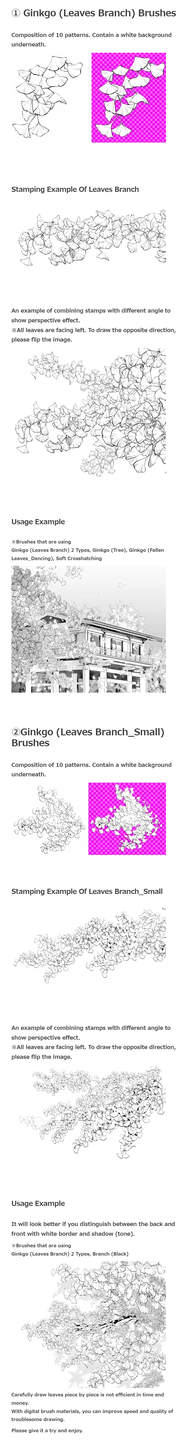 Ginkgo (Leaves Branch) 2 Types Brushes