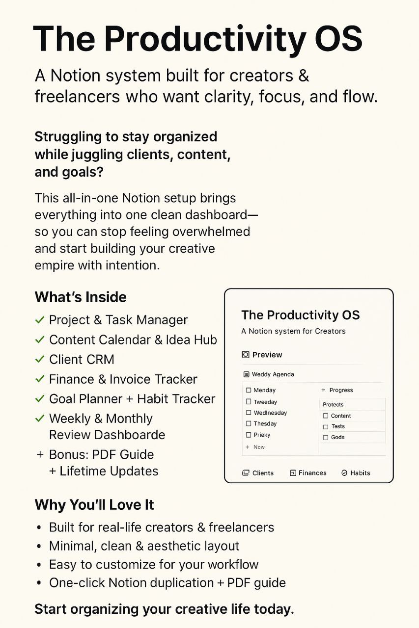 "The Productivity OS: A Notion System for Creators & Freelancers"