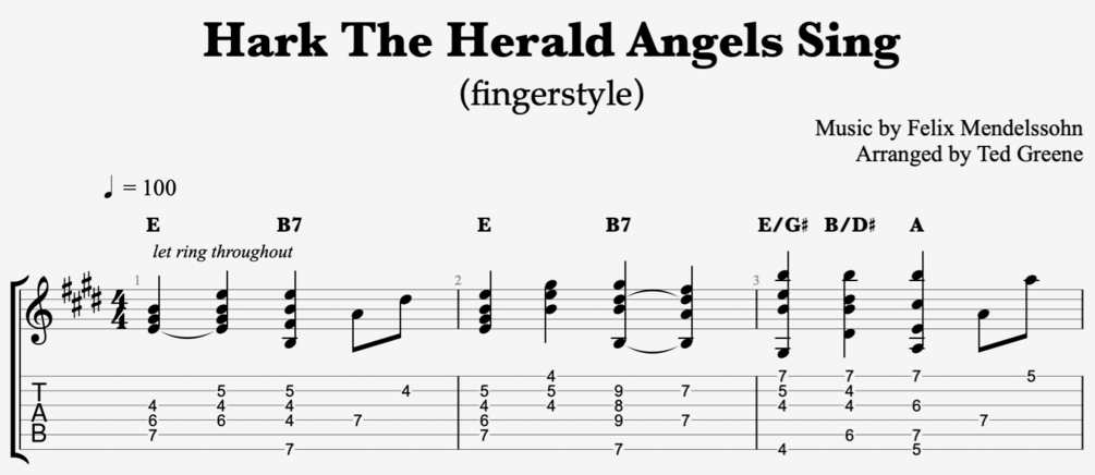 Hark! The Herald Angels Sing (Ted Greene's Chord Melody)