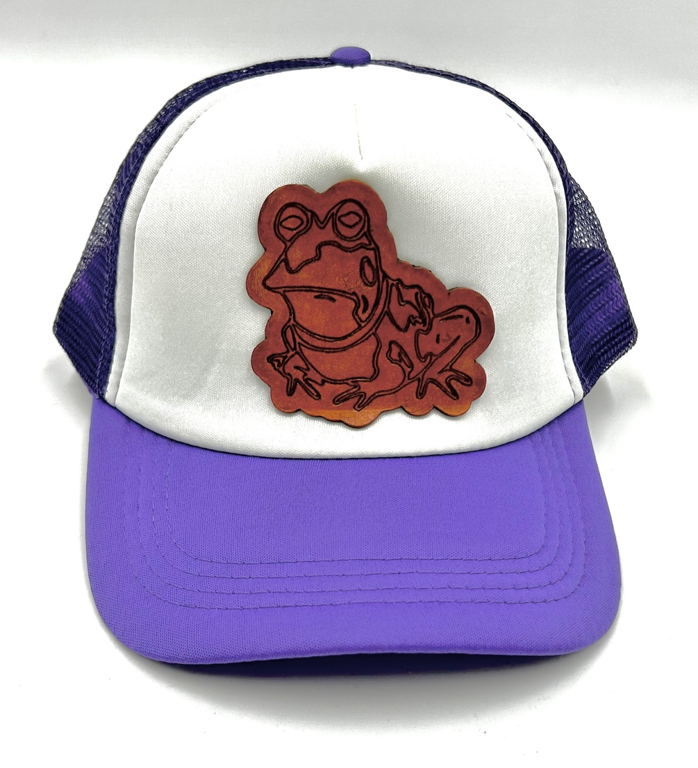 Hypnotoad Leather Patch Hat- Purple and White Trucker Hat