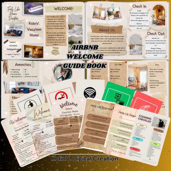 AirBnb Welcome Guide Book templates BUNDLE with FREEBIES