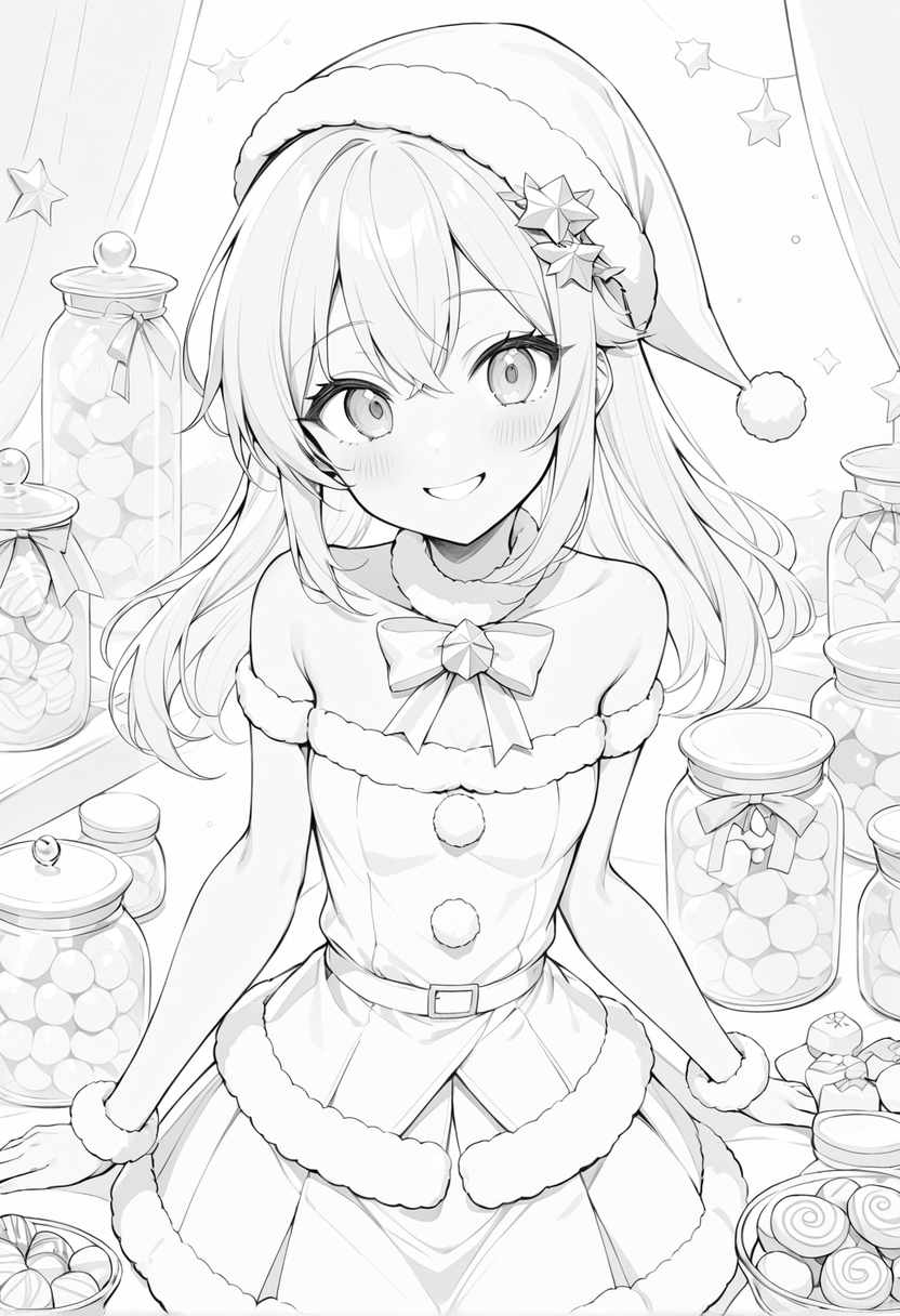 100 & 5 Christmas Anime Girls | Christmas Stress Relief Coloring Book ...