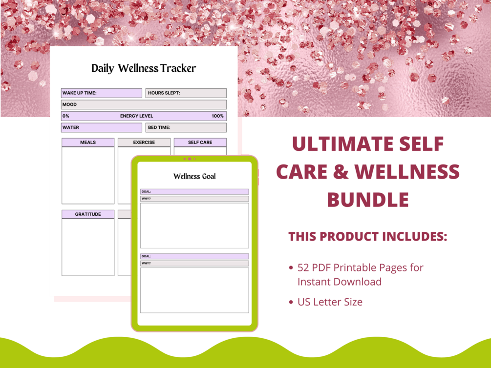 Self-Care Planner Printable, Wellness Planner Bundle, Mental Health ...