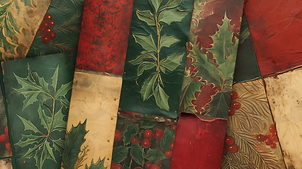 16 pc Christmas Flora Decorative Paper Collage Printable Junk Journal ...