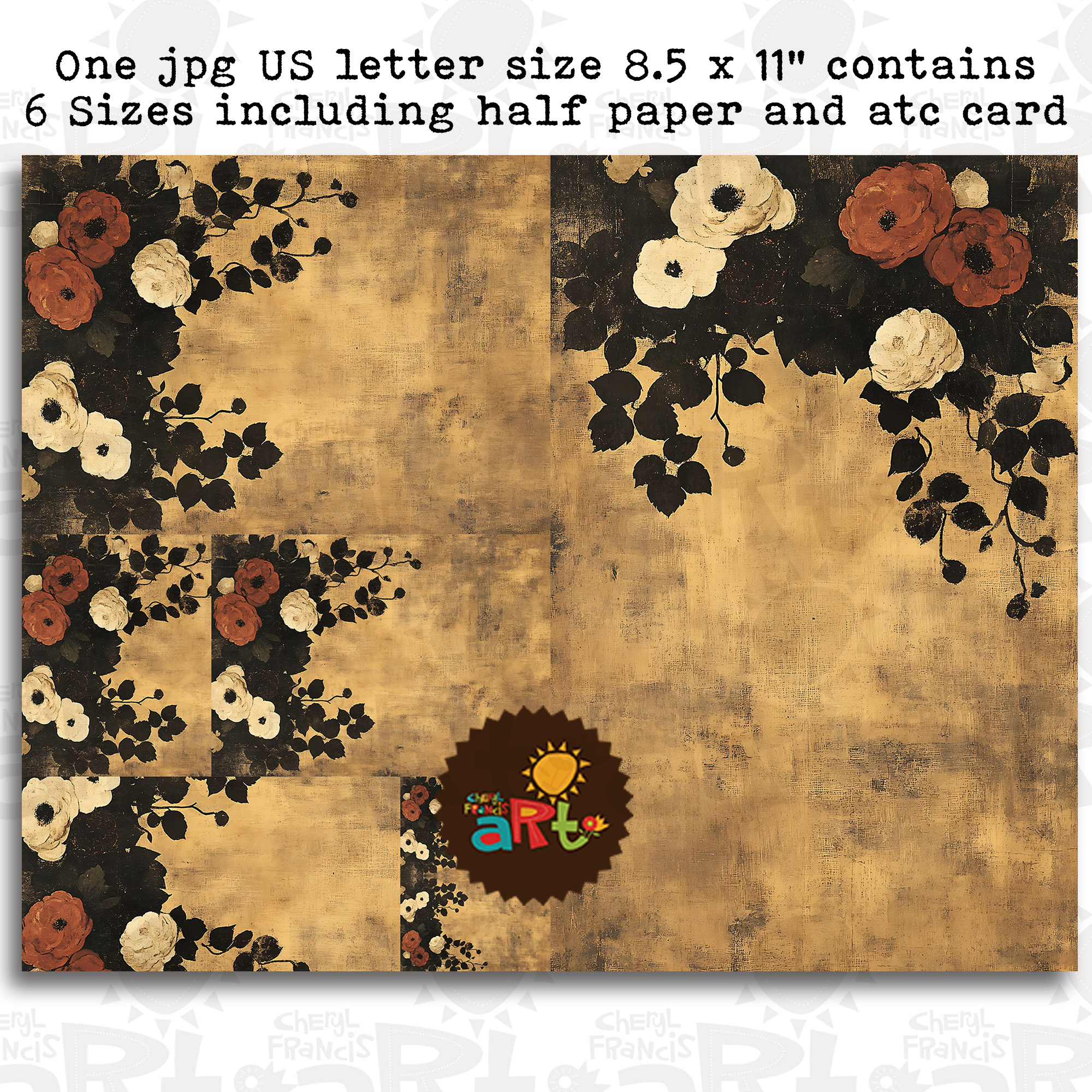 Hanging Floral Single Image Printable Junk Journal Half Paper for Book ...