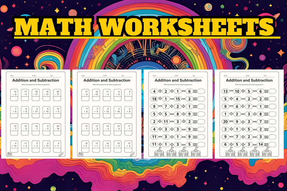 Editable Subtraction and addition Math worksheets templates 2