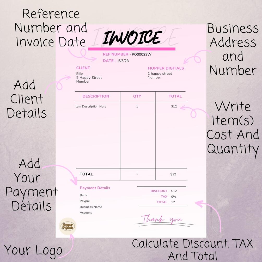 Invoice Template, Invoice Template For Canva, Invoice Template For ...