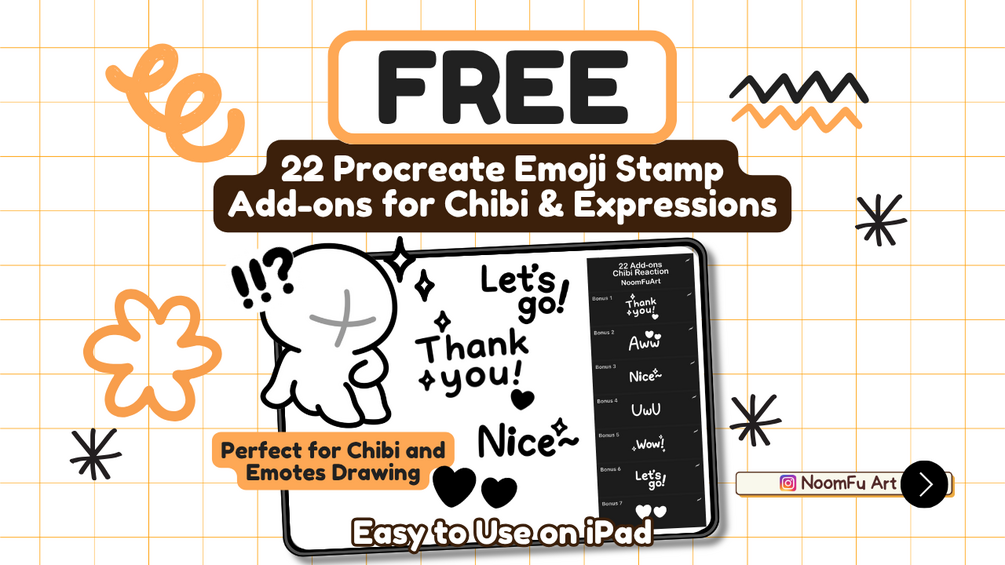 FREE! 22 Procreate Emoji Stamp Set – Emoji Add-ons for Chibi & Expressions