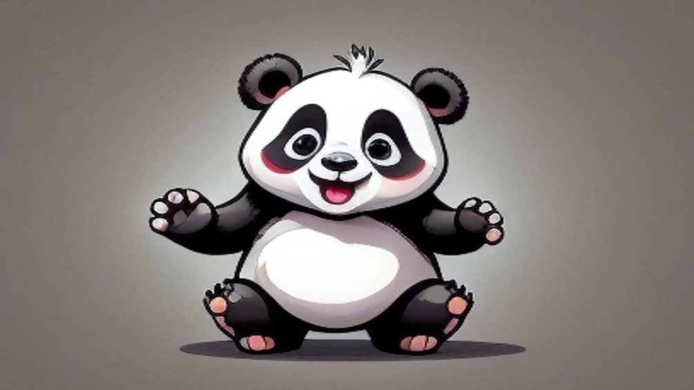 Cartoon Panda Waving Short 4K Video