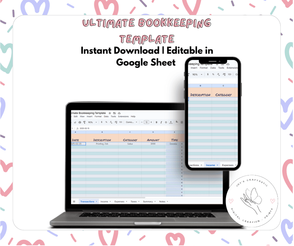 Ultimate Bookkeeping Template – Easy-to-Use Google Sheets Tracker!