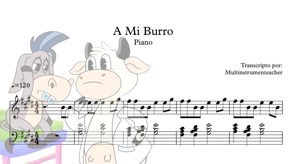 A Mi Burro - Partitura para piano
